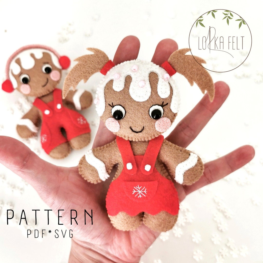 Gingerbread Girl, Felt Pattern, Gingerbread Pattern, Pdf Pattern, Svg ...