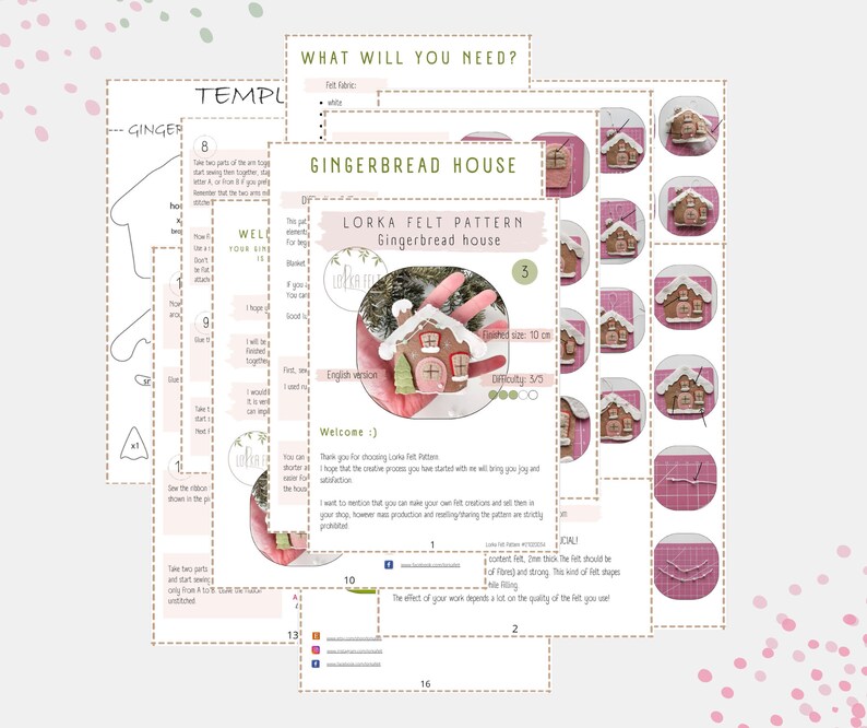 Gingerbread House Pattern, PDF Pattern, SVG Pattern, Felt Pattern ...