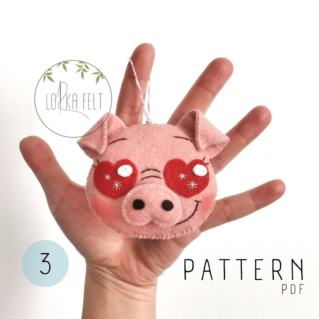 Pig Felt Pattern, PDF Pattern, Felt Pattern, Diy Pattern, Pdf Felt ...