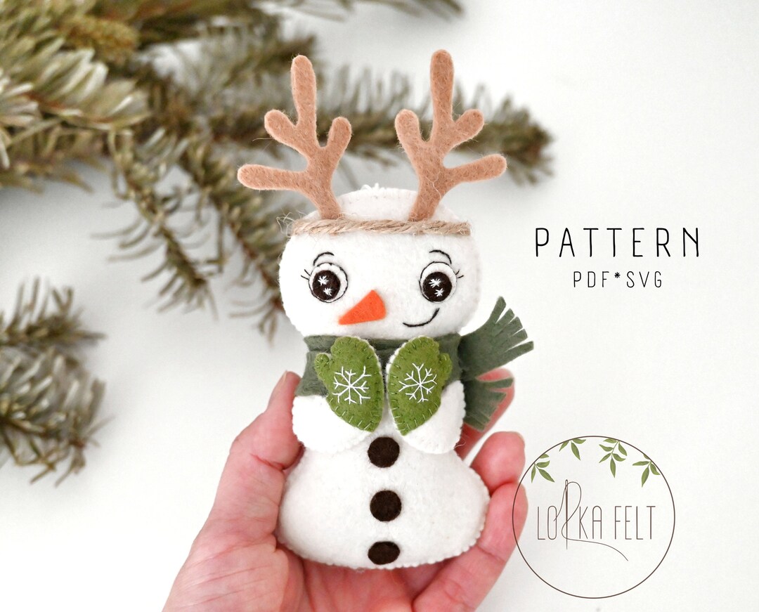 Snowman Pattern, Felt Pattern, PDF Pattern, SVG Pattern, Christmas ...