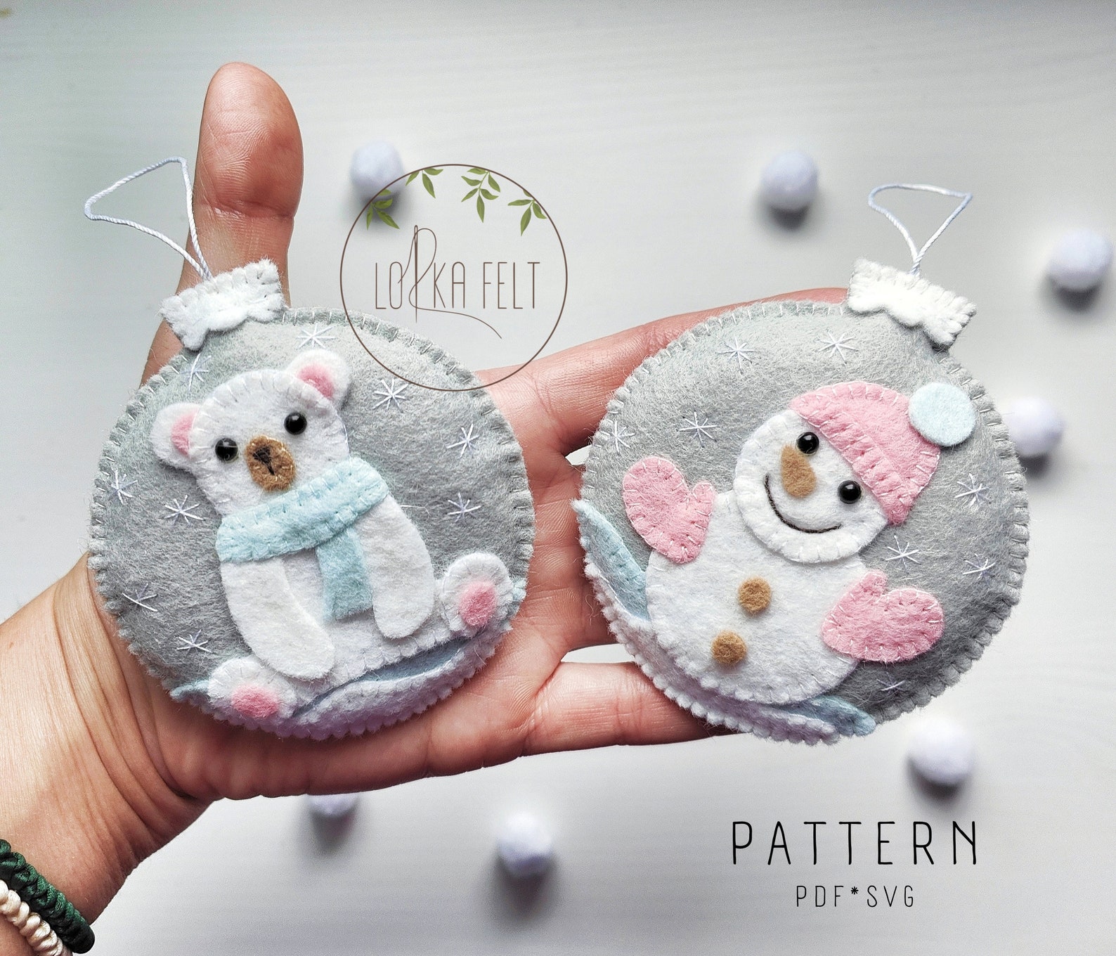 Christmas Baubles, Felt Pattern, PDF Pattern, SVG Pattern, Sewing ...