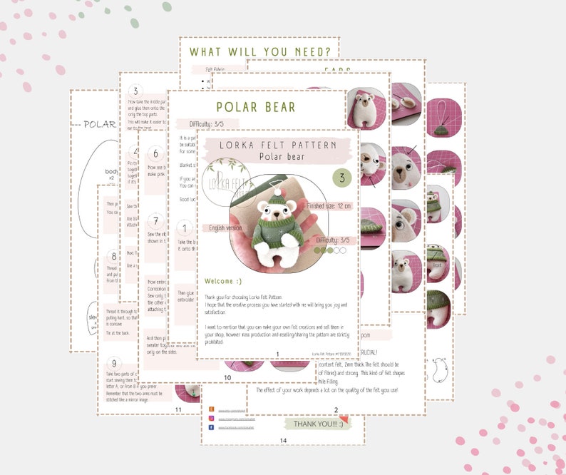 Polar Bear Pattern Felt Pattern Sewing Pattern Pdf Felt - Etsy