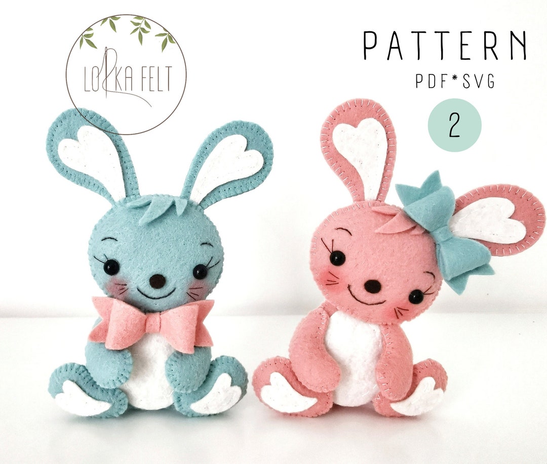Bunnies Felt Pattern, Pdf Pattern, Felt Pattern, Sewing Pattern, Svg ...