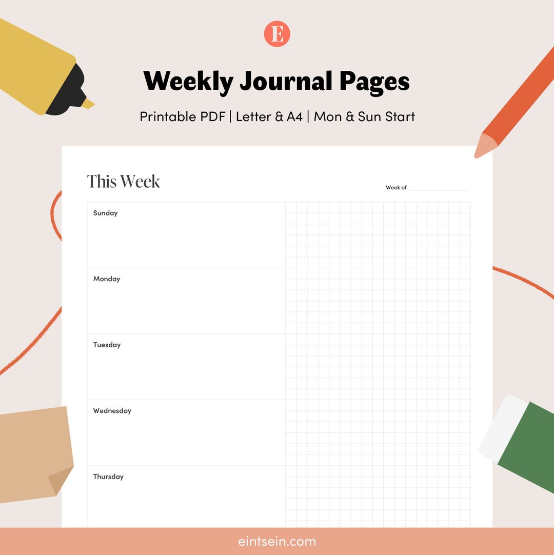 Weekly Bullet Journal Template Organizer Planner Printable - Etsy