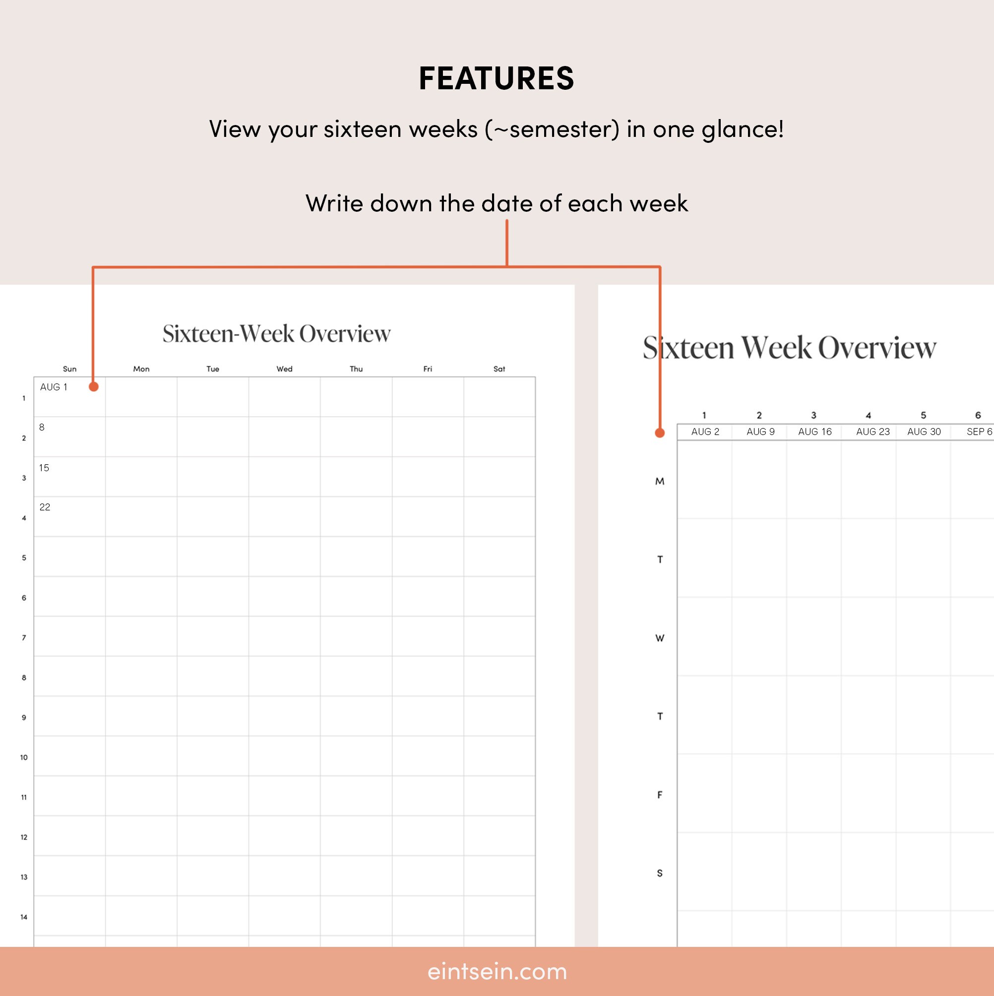 16-week Planner Bullet Journal Undated Calendar Printable A4, US Letter ...