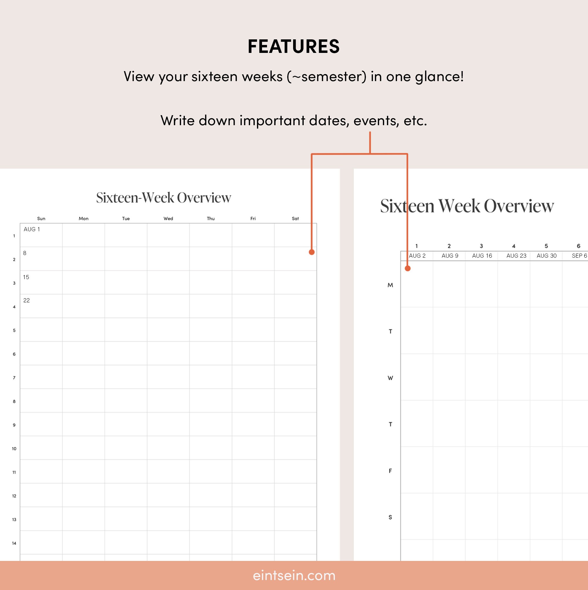 16-week Planner Bullet Journal Undated Calendar Printable A4, US Letter ...