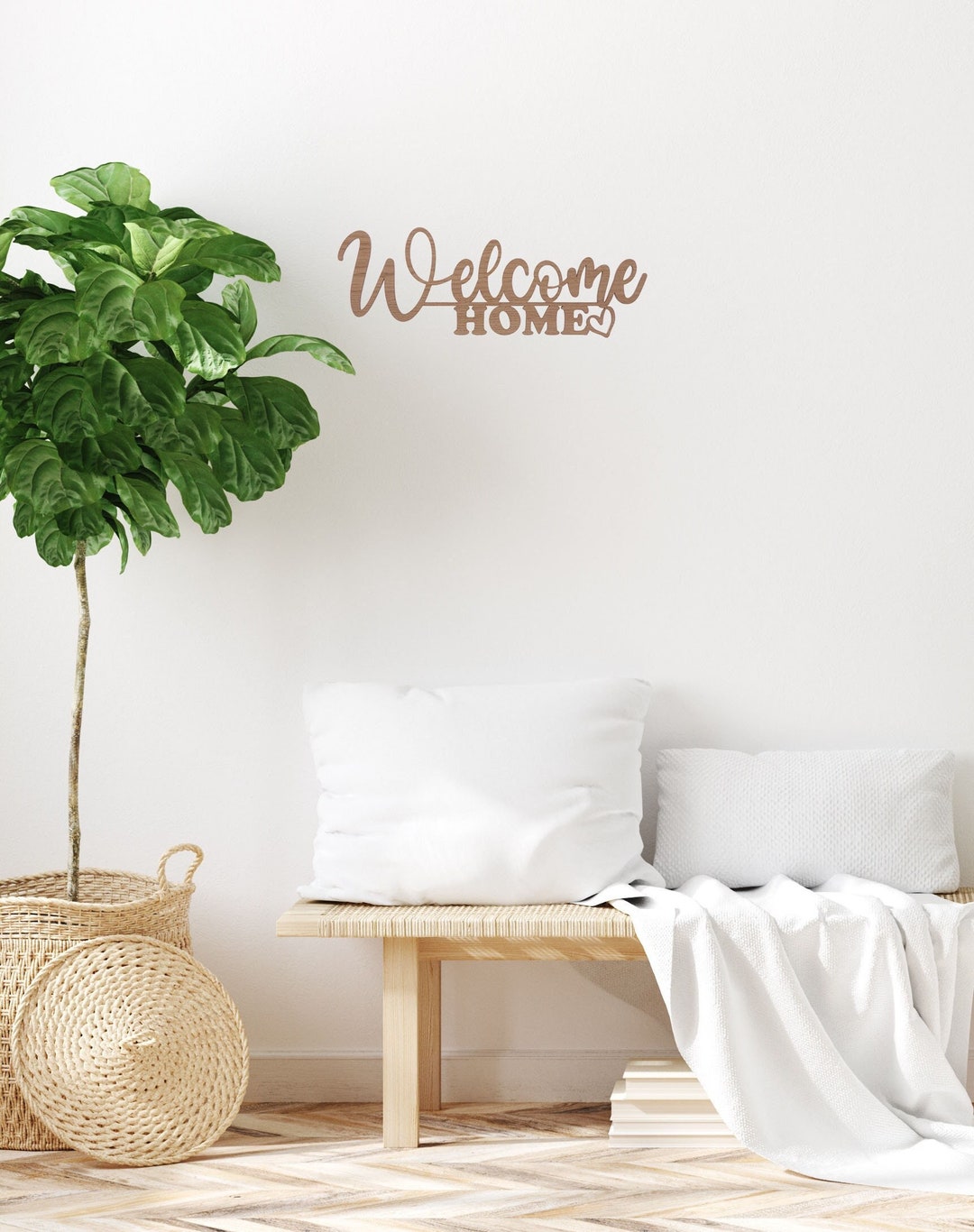 Welcome Home Lettering in Oak | Wall Decoration | Decorative Sign ...