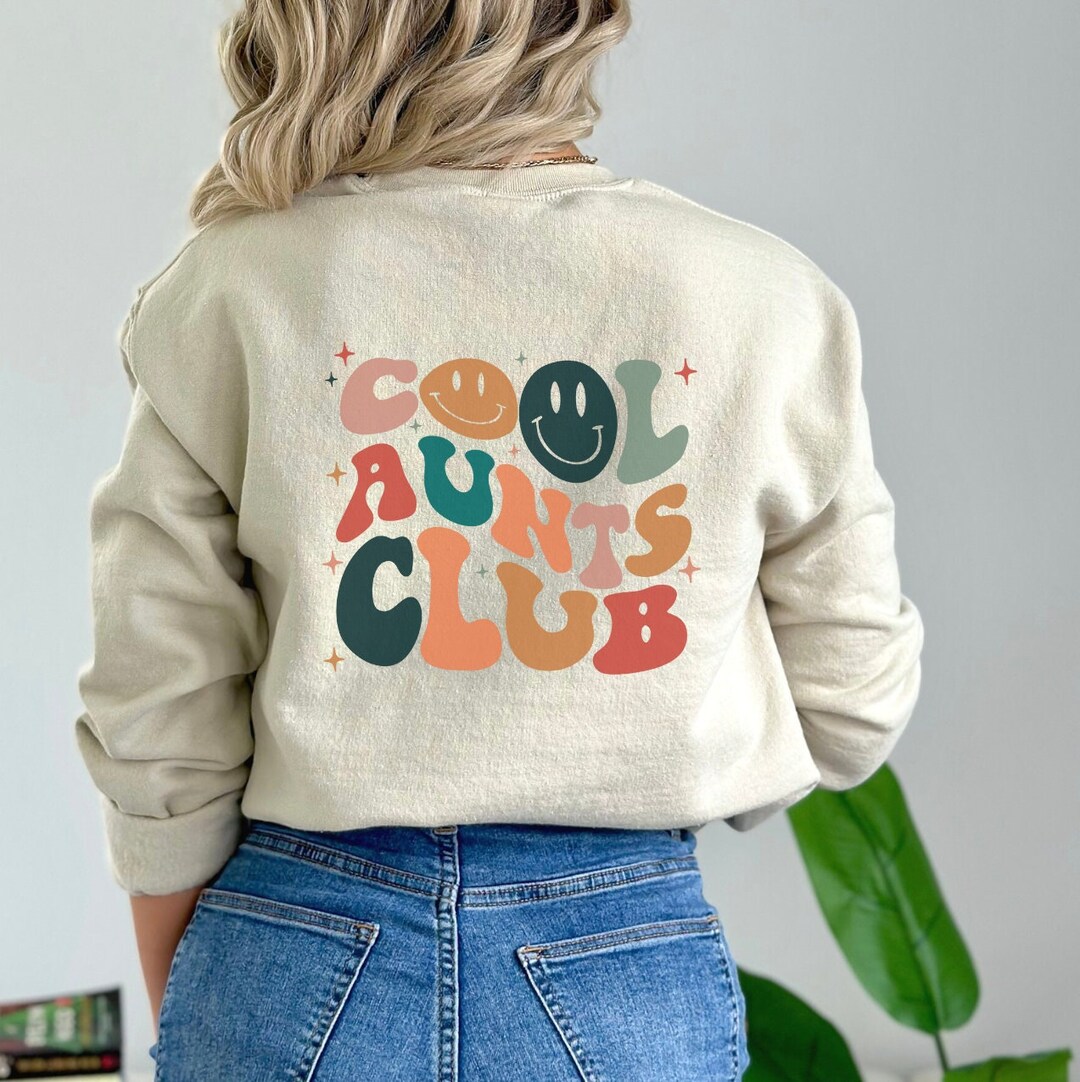 Cool Aunt Club Sweatshirt, Aunt Crew Neck, Retro Cool Aunt, Groovy Cool ...
