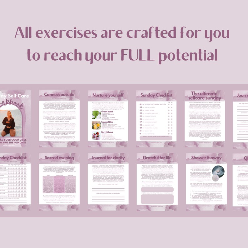 Sunday Self Care Workbook 2023, Printable Self Care Workbook, Self Care ...