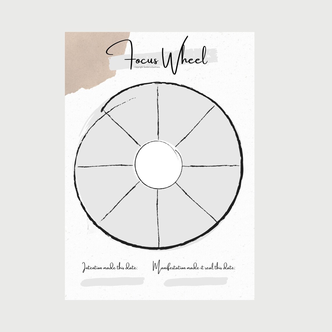 Printable Focus Wheel, Manifestation Exercise Sheet, Practice by ...