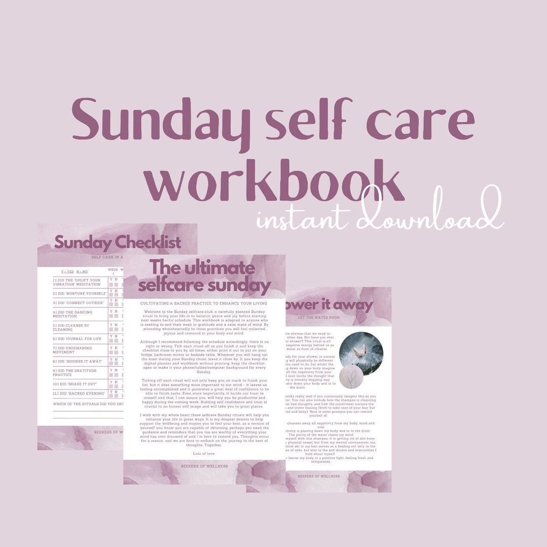 Sunday Self Care Workbook 2023, Printable Self Care Workbook, Self Care ...
