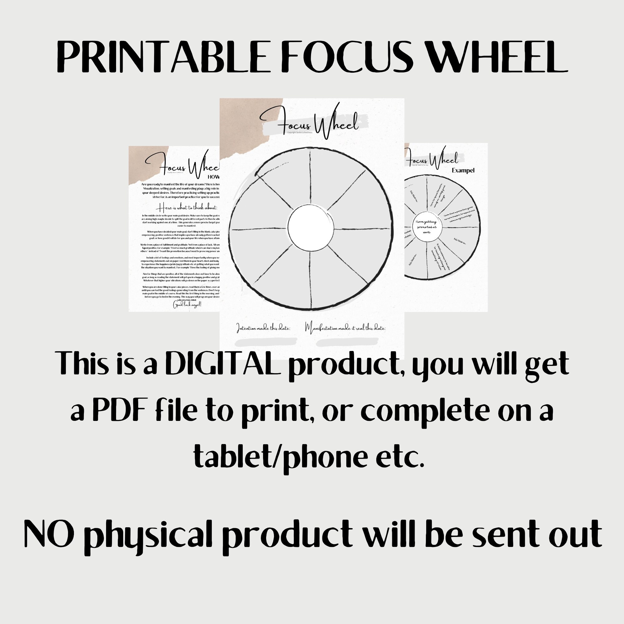 Printable Focus Wheel, Manifestation Exercise Sheet, Practice by ...