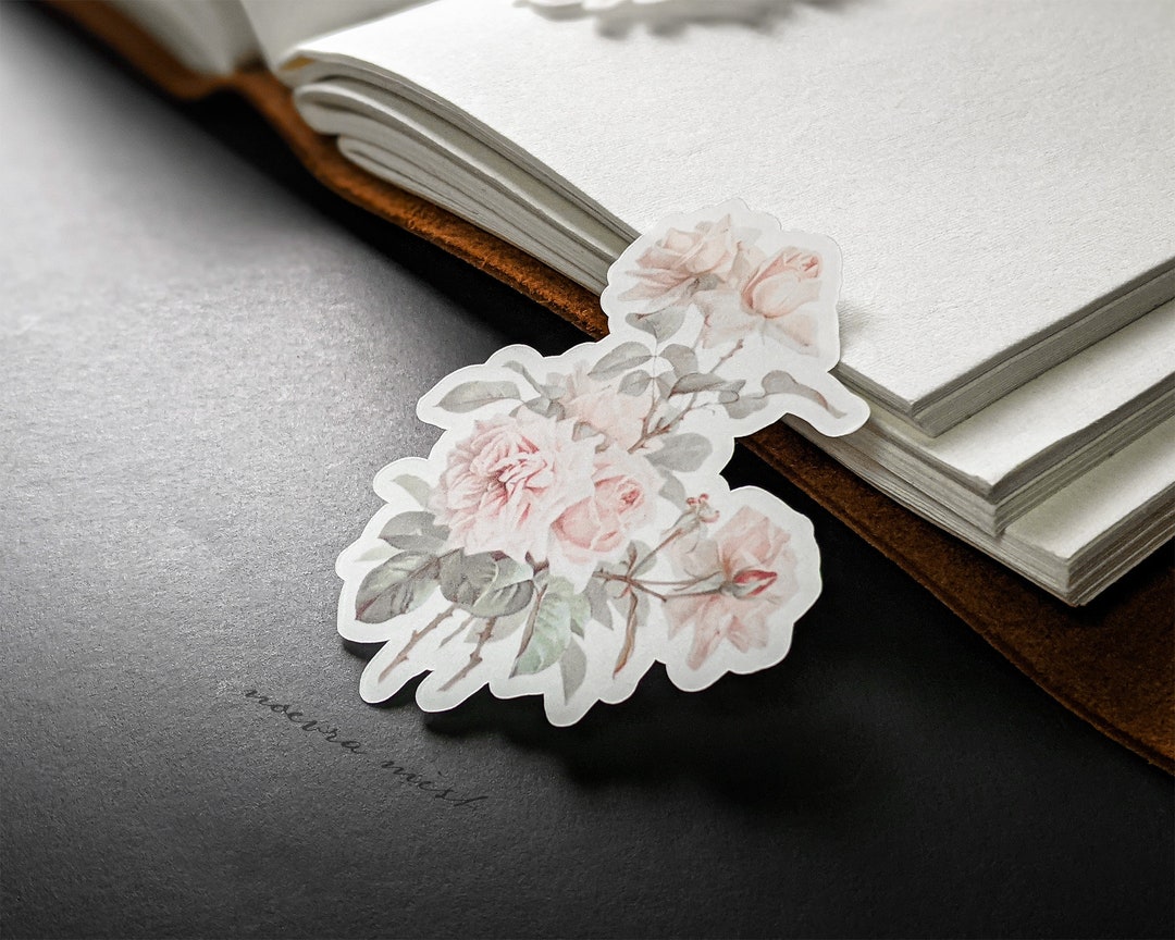 Pink Rose Bouquet Sticker, Transparent Clear Matte Rose Sticker or ...