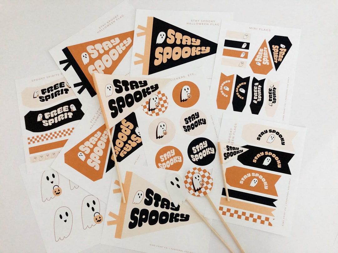 Printable Retro Stay Spooky Ghost Halloween DIY Pennant Flags - Etsy