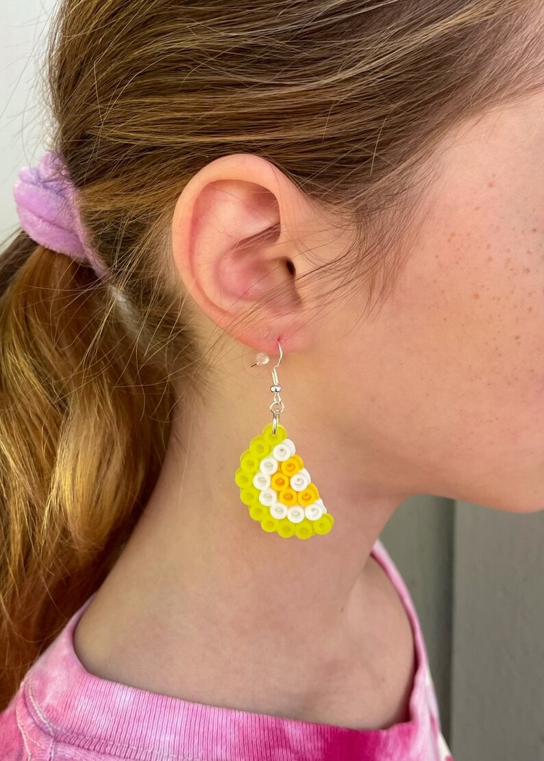 Perler Bead Lemon Slices Sterling Silver Earrings - Etsy