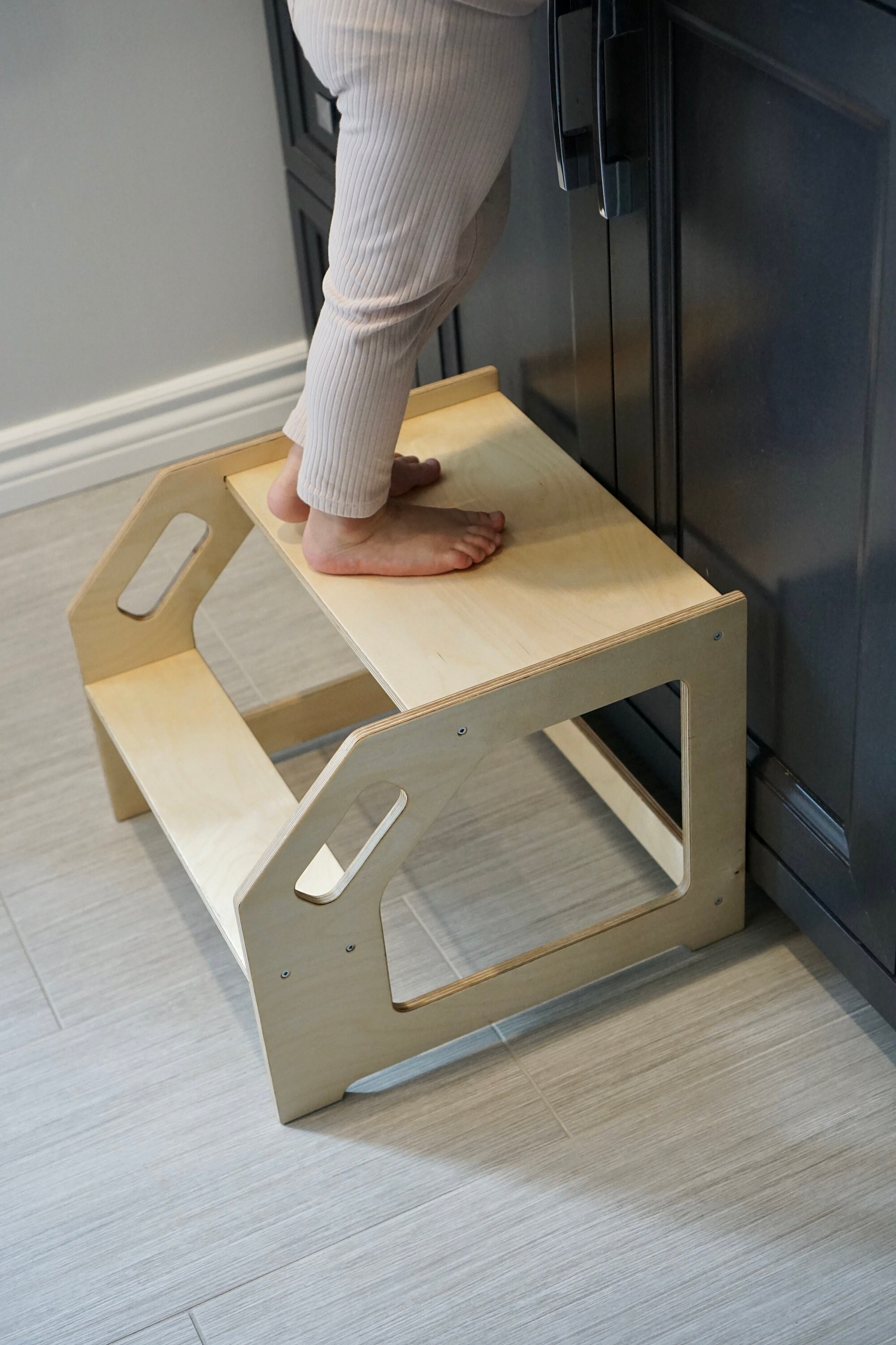 Step Stool, Toddler and Kids Wooden Montessori Helper Stool, Washroom ...