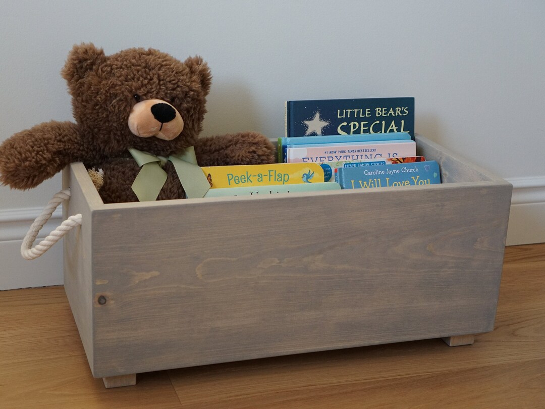 Book Box, Montessori Wood Crate, Book Storage, Nursery Storage, Wood ...
