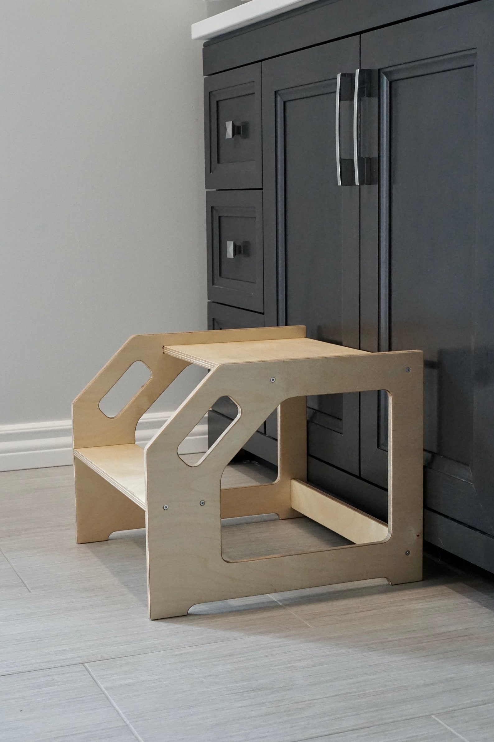 Step Stool, Toddler and Kids Wooden Montessori Helper Stool, Washroom ...