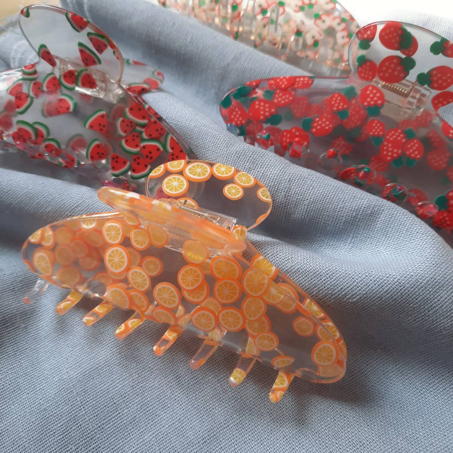 Strawberry Hair Claws, Apple Hair Claws,lemon Hair Claw, Cute Hair ...