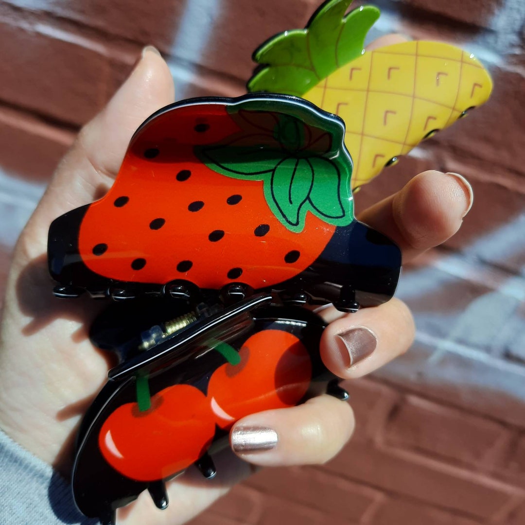 Fruit Hair Clip Cherry Claw Clip Strawberry Hair Claws Pineapple Hair ...