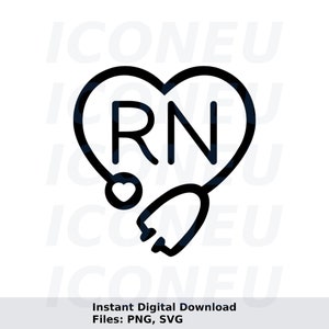 Stethoscope RN Heart SVG - Instant Digital Download, Svg, Ai, Dxf, Eps ...