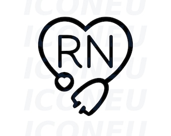 RN Stethoscope Heart SVG - Etsy