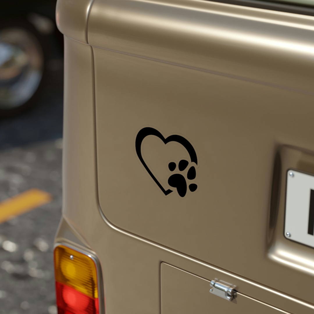 Dog Car Sticker, Dog Paw Print Car Sticker, | Paw-print Heart Car ...