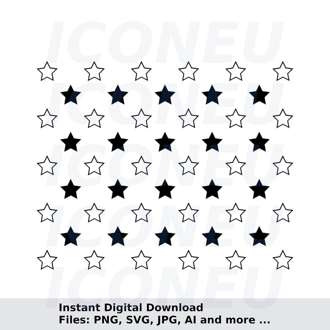 50 Stars Pattern SVG - Instant Digital Download, Svg, Ai, Dxf, Eps, Png ...