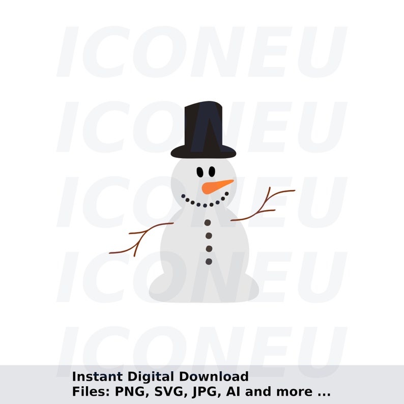 Snowman With Hat SVG Instant Digital Download Svg Ai Dxf - Etsy