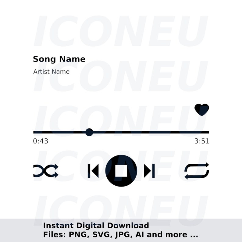 Music Player Svg Song Album Svg Spotify Design Svg Instant - Etsy