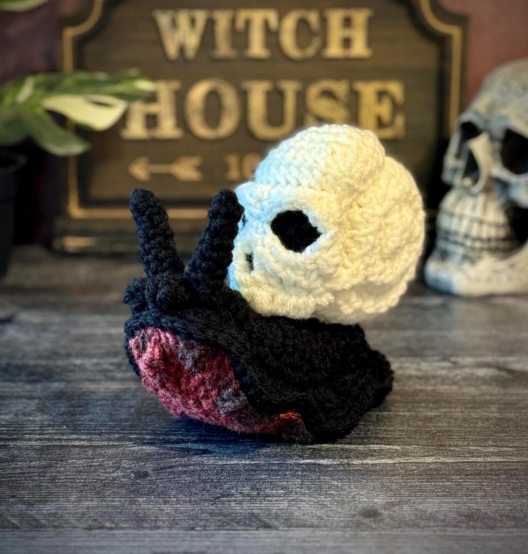 Crochet Skull Snail Plush, Valentine's Day Gift for Partner, Dark ...