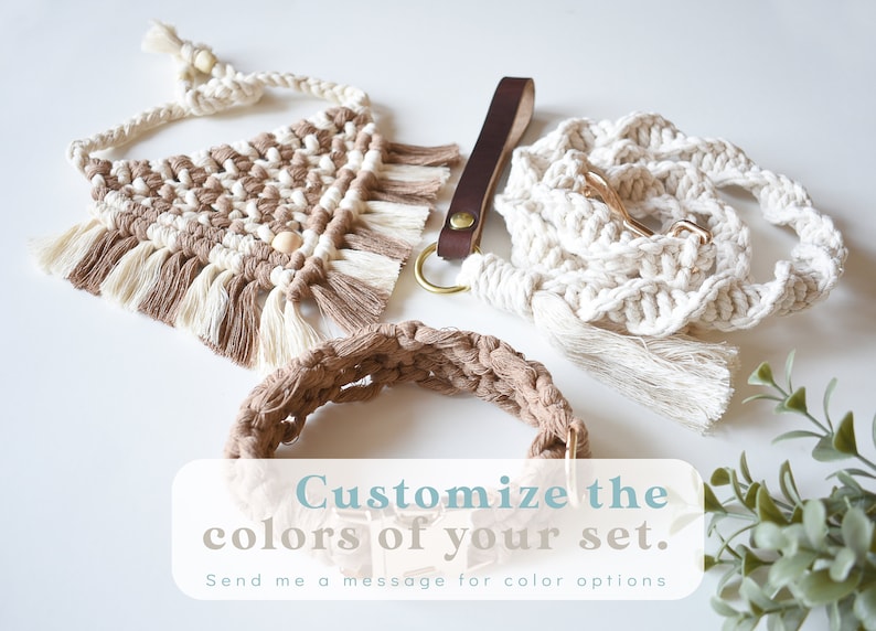 Set Macrame Dog Accessories Macrame Dog Bandana Macrame Dog Collar Dog ...