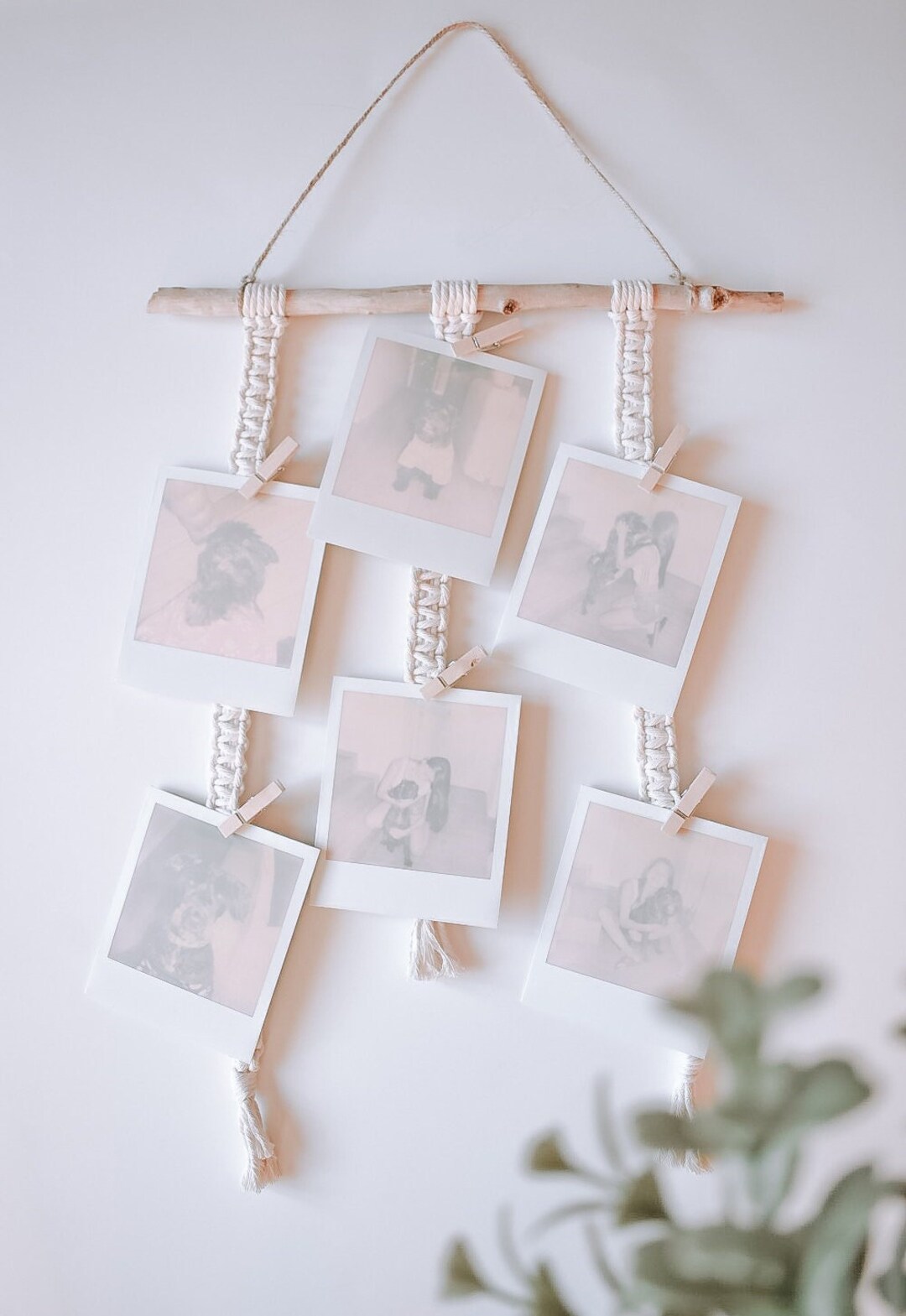 Macrame Pictures Holder | Polaroid Frame | Macrame Photo Hanger | Wall ...