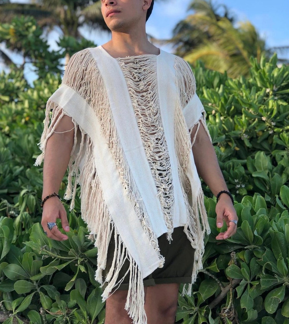 Tulum Frayed Poncho, Daisy Outfit, Festival Outfit, Tribal, Burningmem ...
