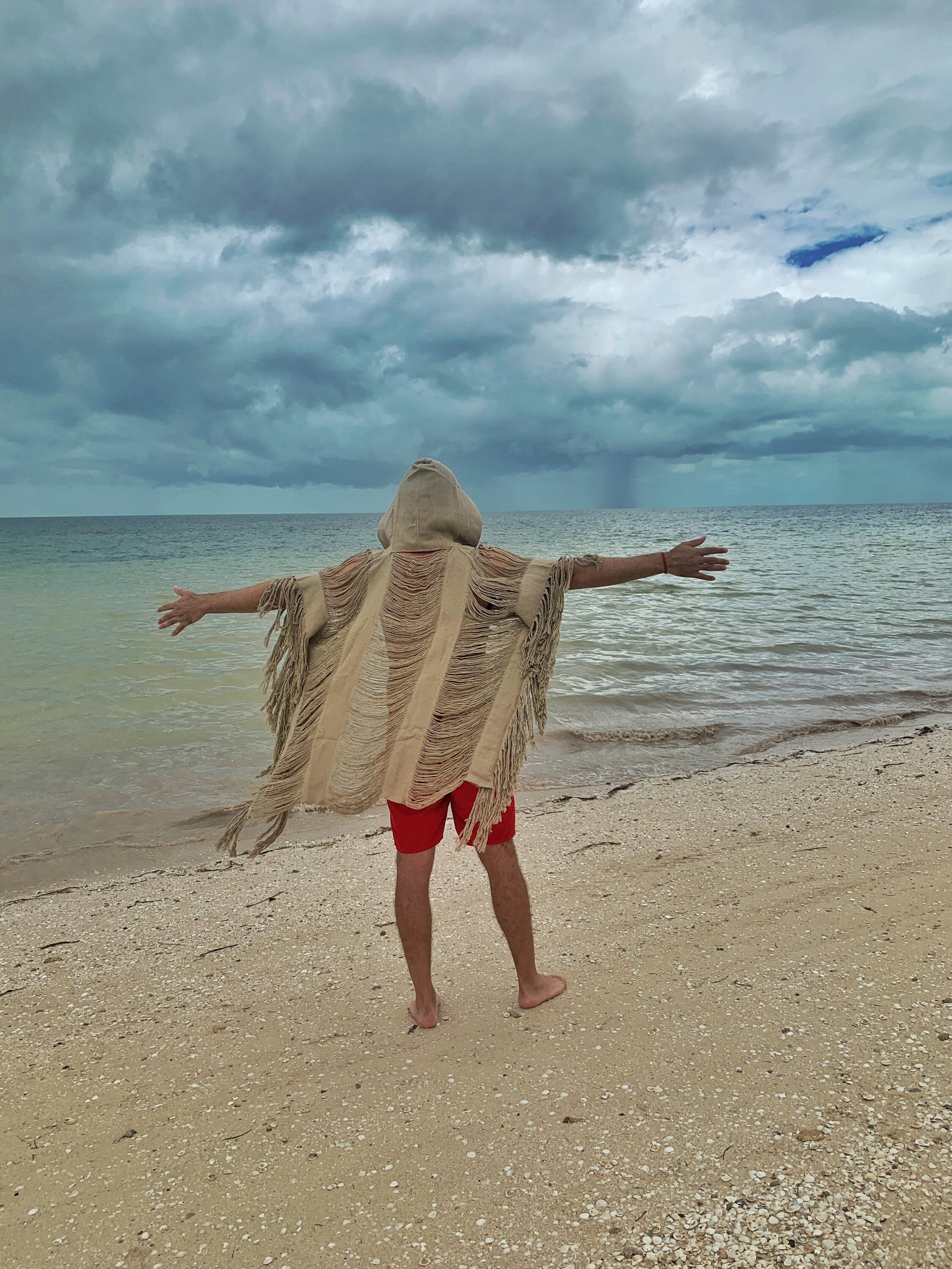 Hooded Beach Cape, Boho Tulum Men Kimono,alchemist Tribal Ceremony ...