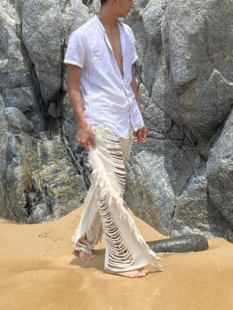 Men Rave Outfit, Hand Made Frayed Pants, Festival Outfit, Tulum Outfit ...