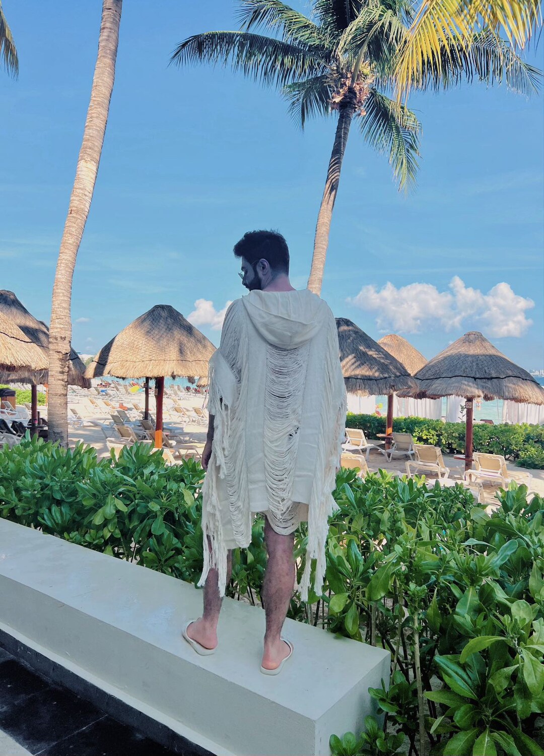Set Tulum Frayed Cape and Short, Festival Outfit, Tulum Men Outfit, Men ...