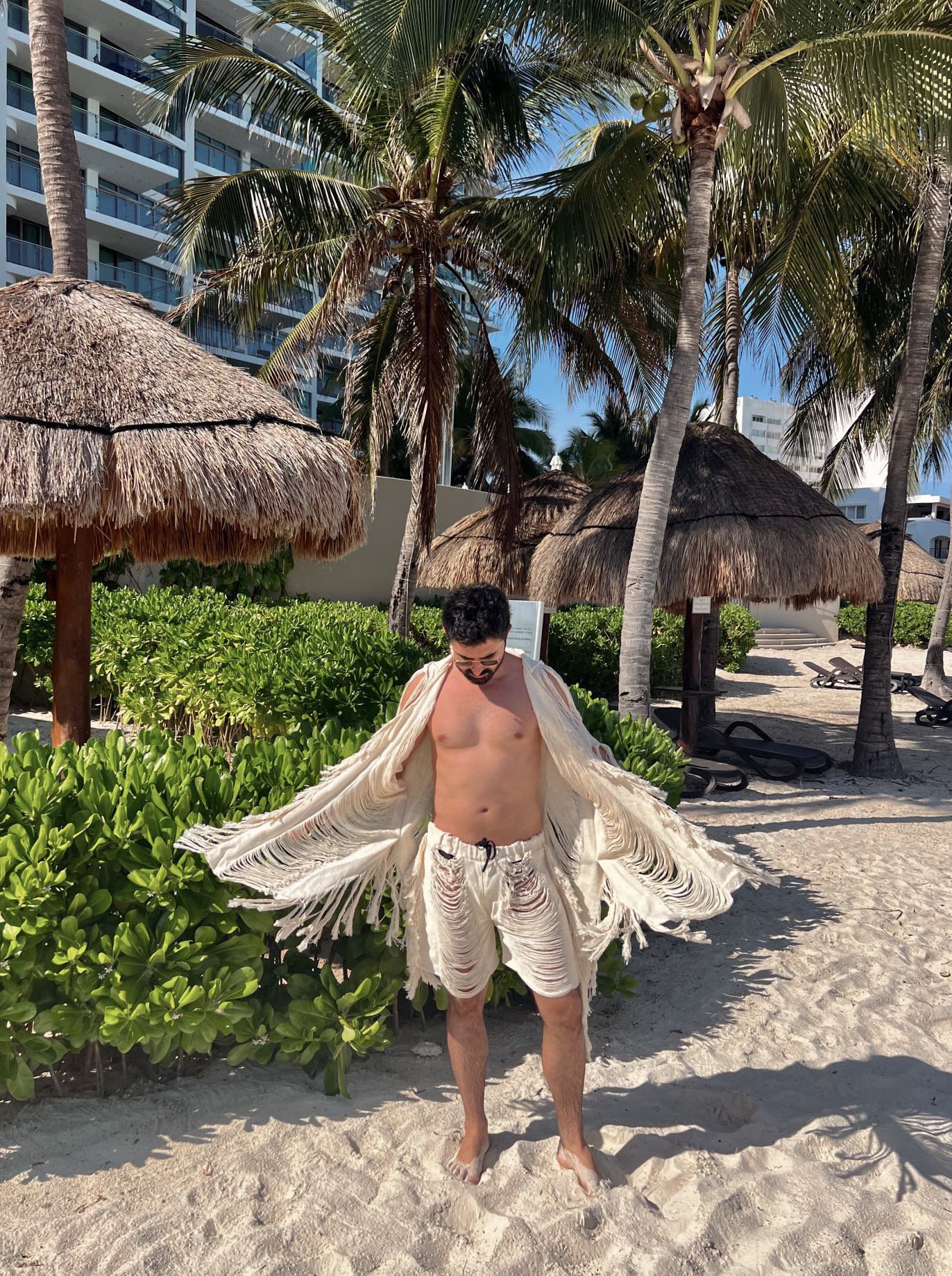 Set Tulum Frayed Cape and Short, Festival Outfit, Tulum Men Outfit, Men ...