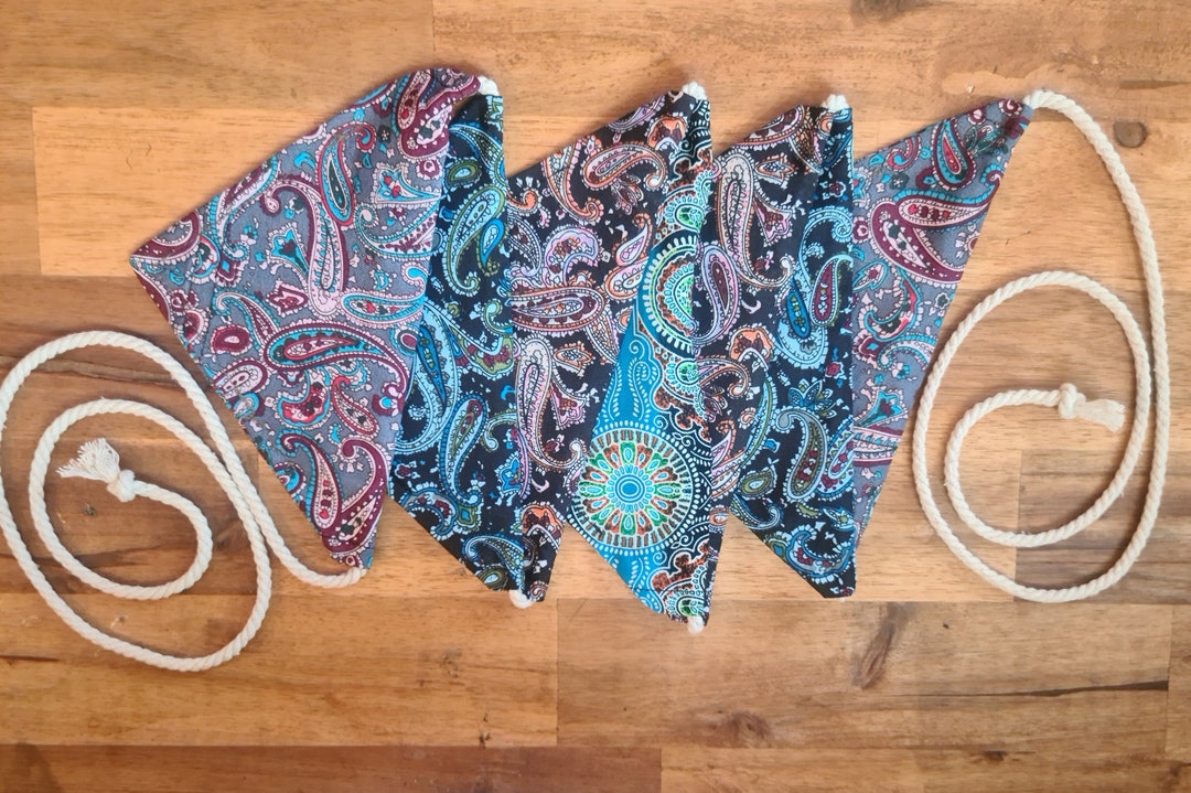 Medium Boho Paisley Bunting, Flags, Gypsy, Decoration, Hippie ...