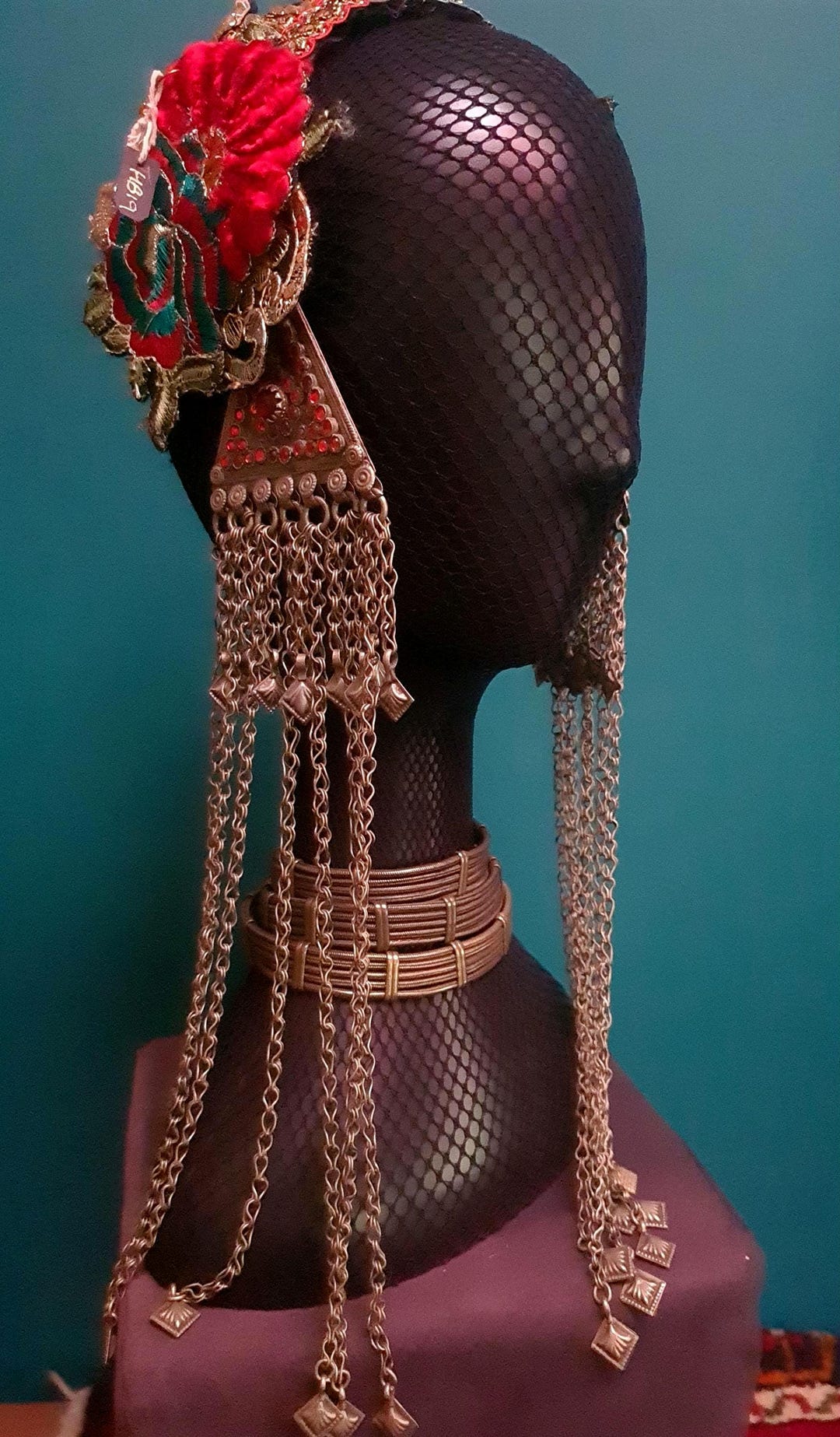 Rare Vintage Tribal Headdress Side Chains – Matched Pair With Stamped ...