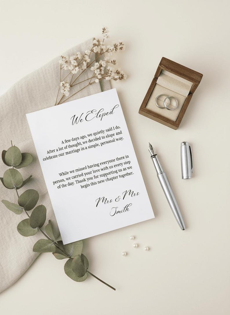 Elopement Announcement Invitation Template | We Eloped Photo Card ...