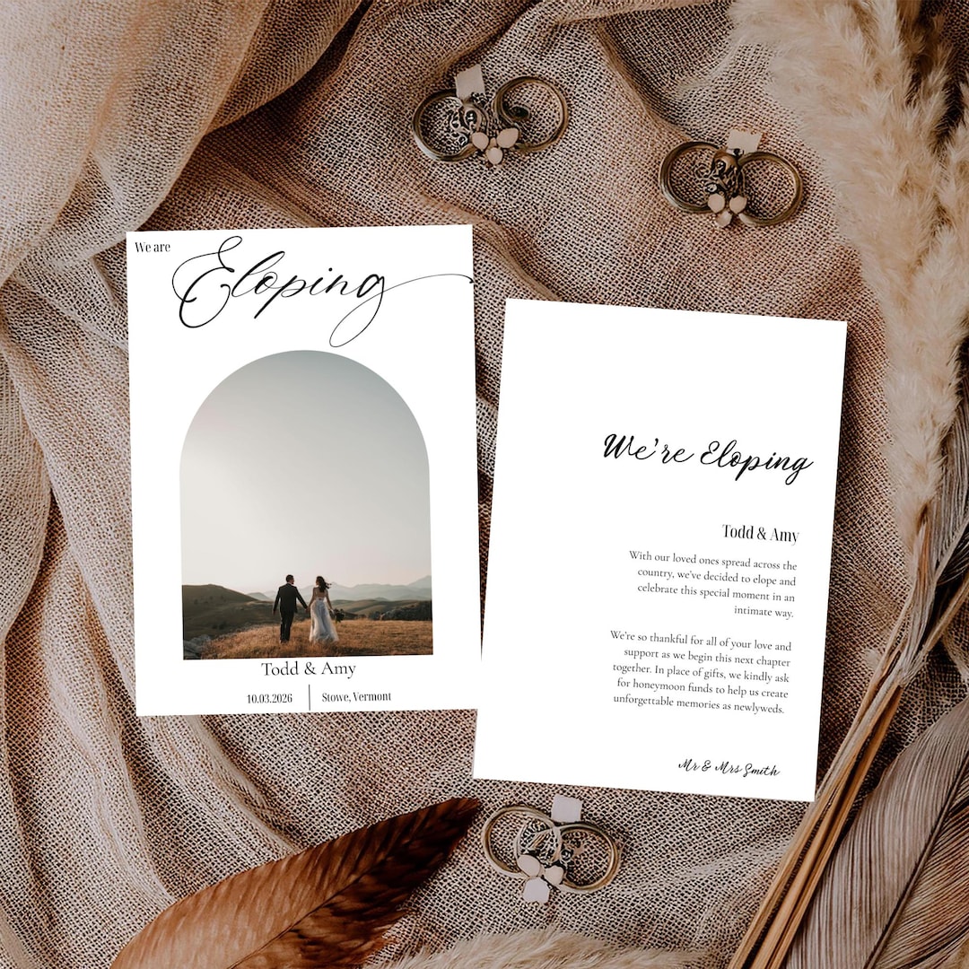 Eloping Announcement Invitation Template | We’re Eloping Photo Card ...