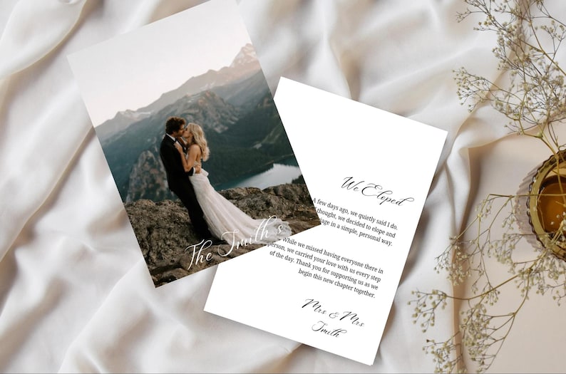 Elopement Announcement Invitation Template | We Eloped Photo Card ...