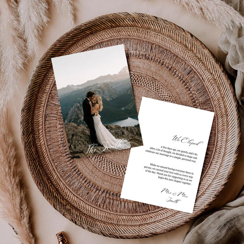 Elopement Announcement Invitation Template | We Eloped Photo Card ...