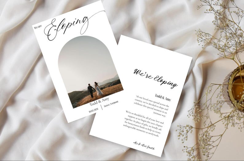 Eloping Announcement Invitation Template | We’re Eloping Photo Card ...
