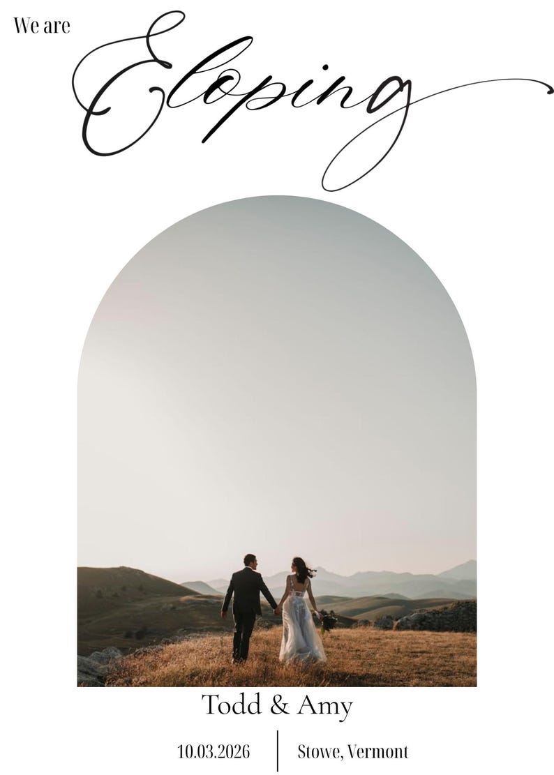 Eloping Announcement Invitation Template | We’re Eloping Photo Card ...