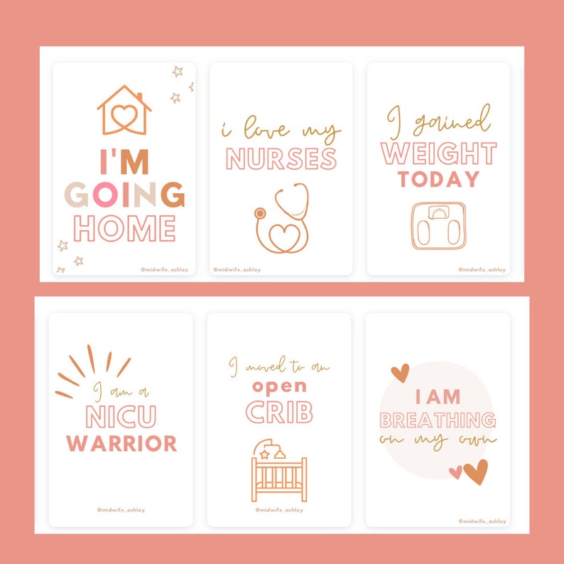 NICU Milestone Cards PRINTABLE | Photo Op Cards, Nicu Crib Cards ...