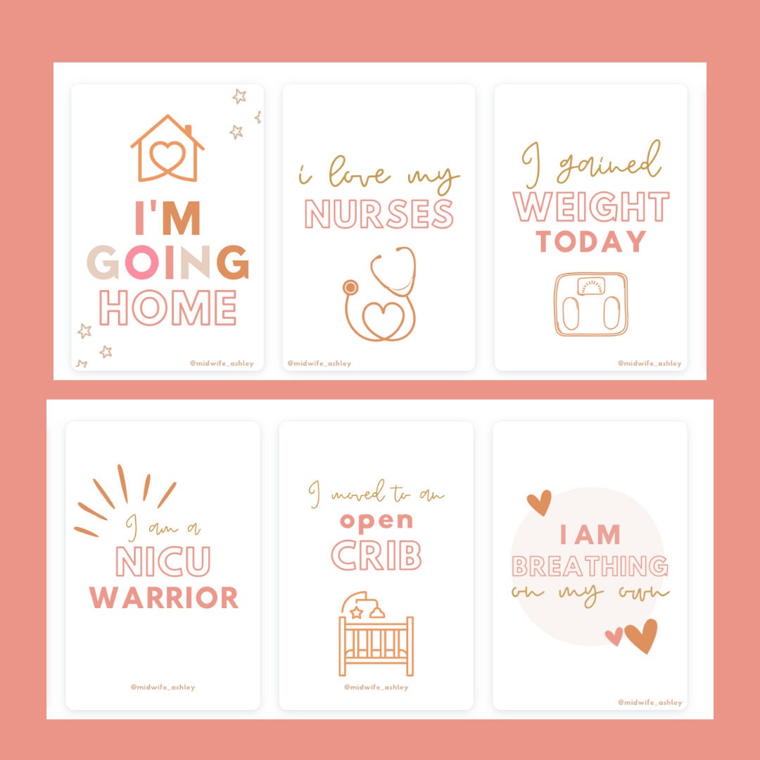 NICU Milestone Cards PRINTABLE | Photo Op Cards, Nicu Crib Cards ...