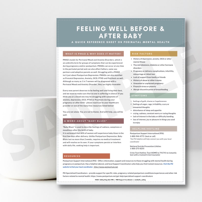 Perinatal Mood Disorders Handout | Printable PDF | Midwife, Doula ...