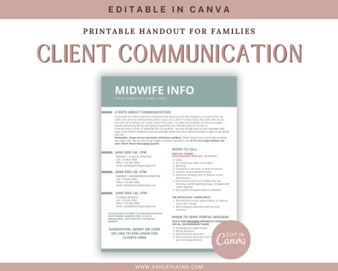 Editable Midwife Handout, Patient Communication Handout, Printable ...